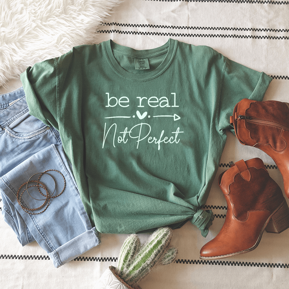 Be Real, Not Perfect - Premium Wash Tee – Hustle and Thrive